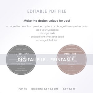Editable Label Design - Editable PDF File - Digital File - Instant ...