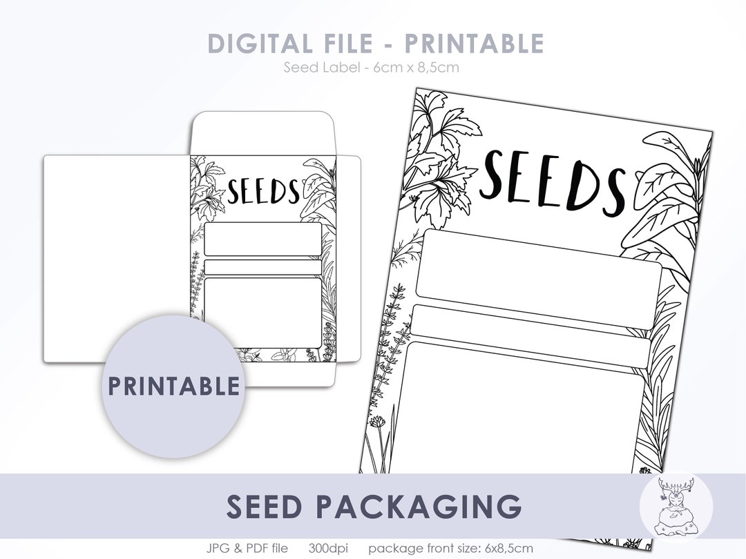 Printable Seed Package Design - Herb Seed Package - Decorative ...