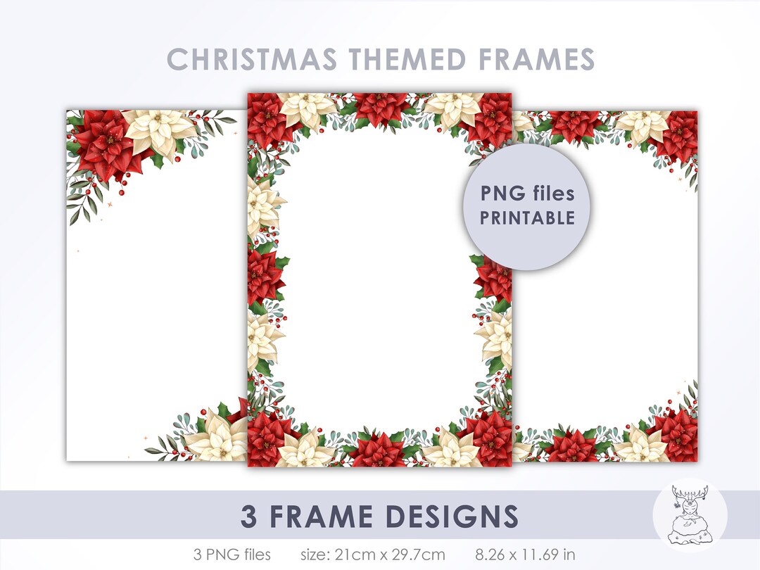Christmas-themed Frames PNG File Transparent Background Instant ...