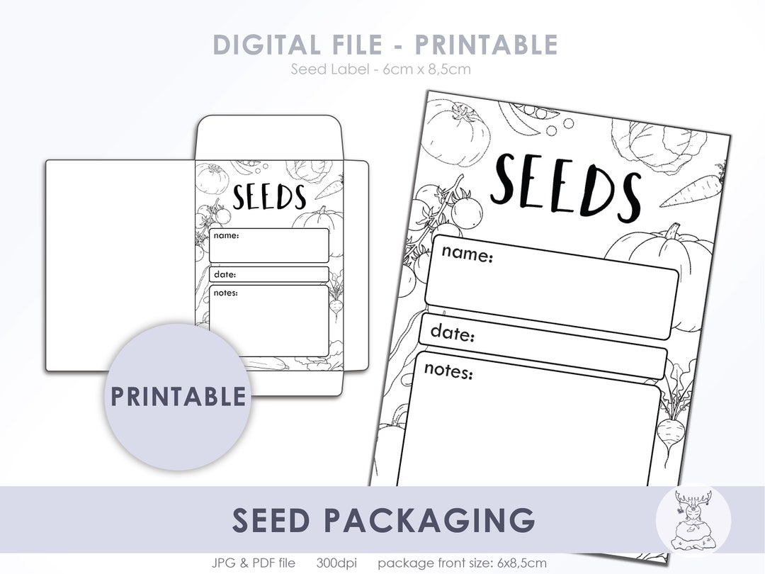 Printable Seed Package Design - Vegetable Seed Package - Decorative ...