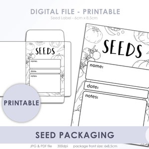 Printable Seed Package Design - Vegetable Seed Package - Decorative ...
