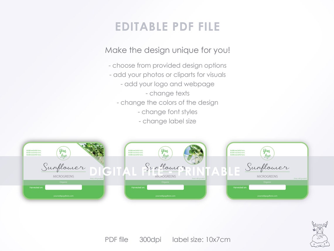 Microgreen Label - Editable Label Design - Printable JPG File - Digital ...