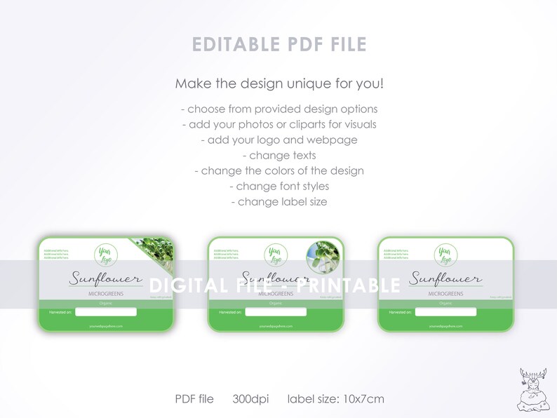 Microgreen Label - Editable Label Design - Printable JPG File - Digital ...