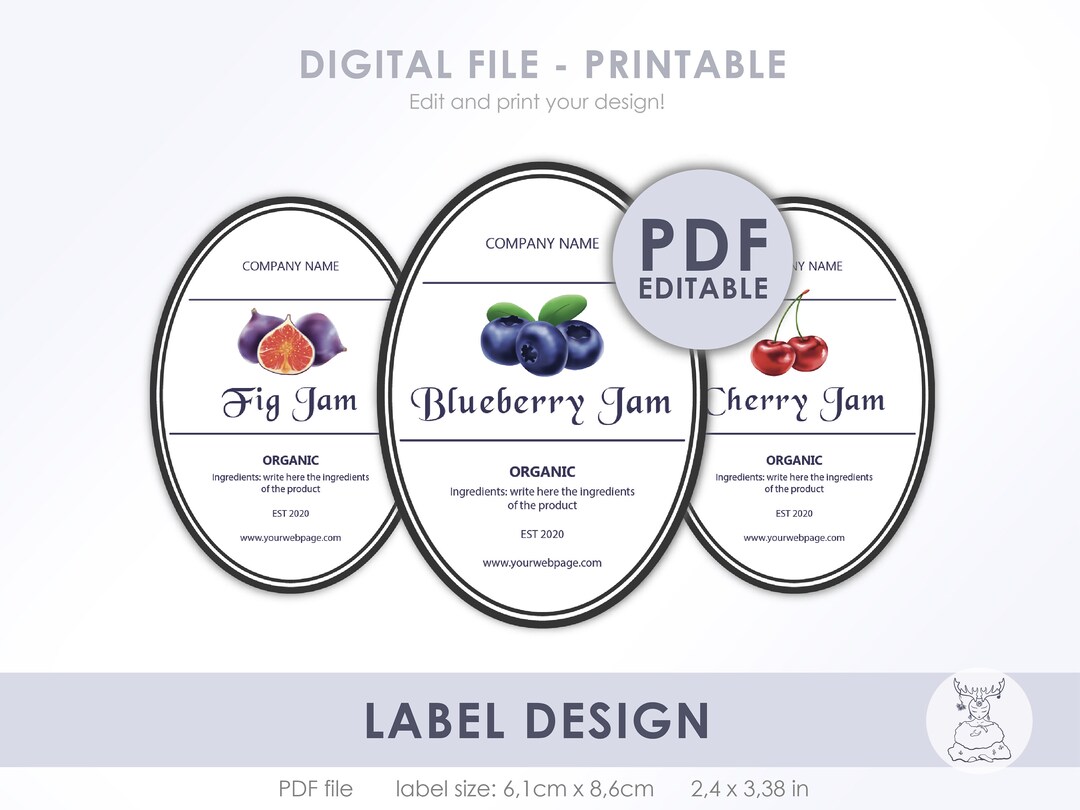 Jam Label Design - Template - Editable Label Design - Digital File ...