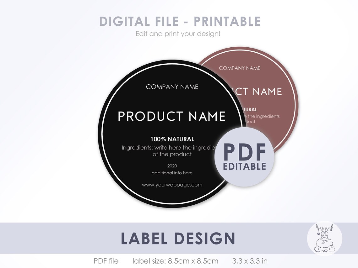 Editable Label Design - Digital File - Instant Download - PDF File ...