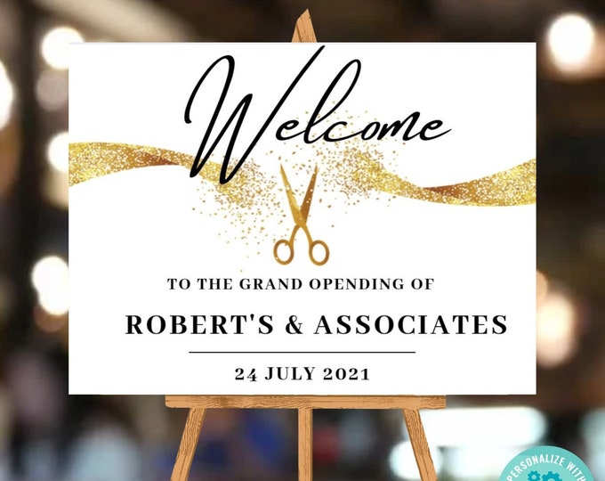 Grand Opening Welcome Sign Template, Minimalist Business Launch Signage ...