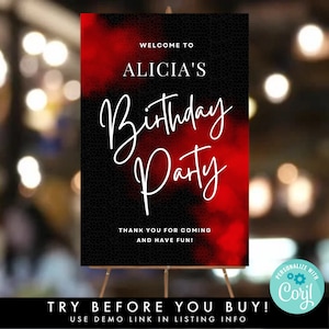 Black and Red Birthday Welcome Sign Template, Printable Birthday Door ...