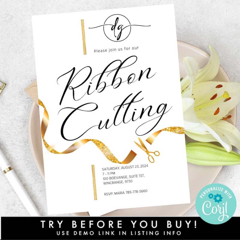 Ribbon Cutting Invitation - Etsy