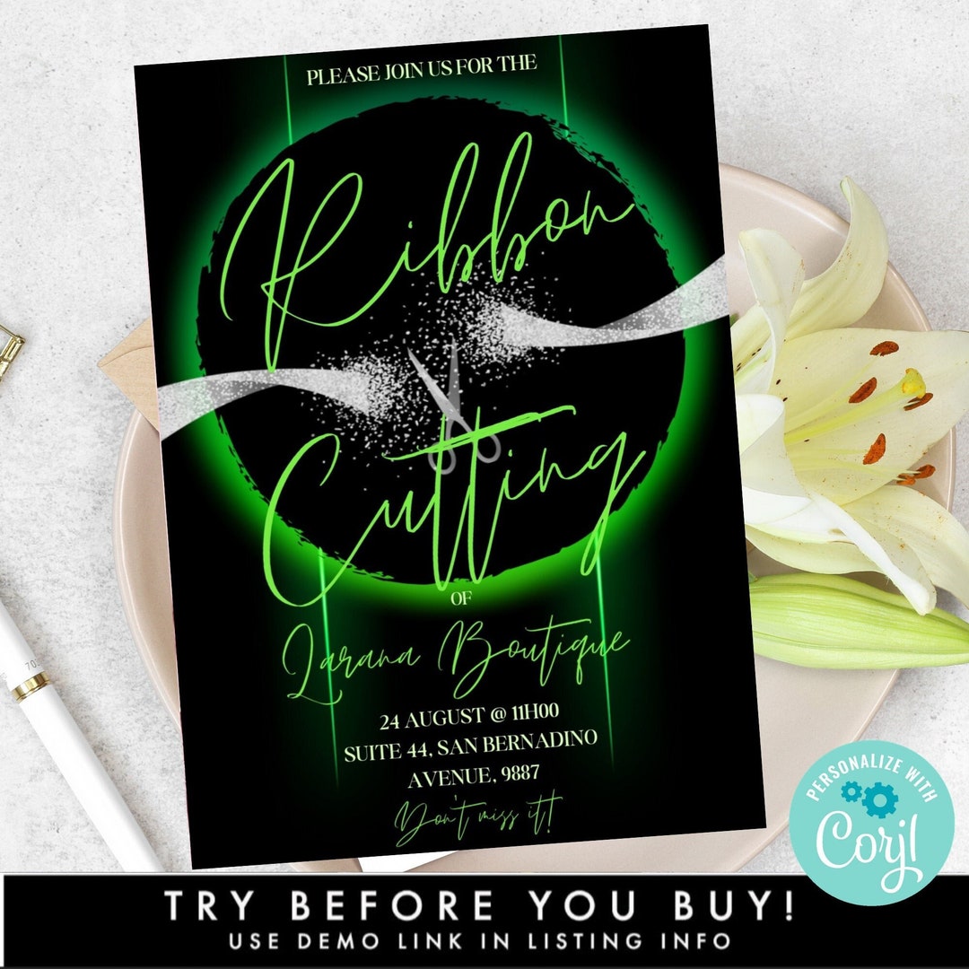 Ribbon Cutting Editable Template Launch Party Digital Download, Grand ...