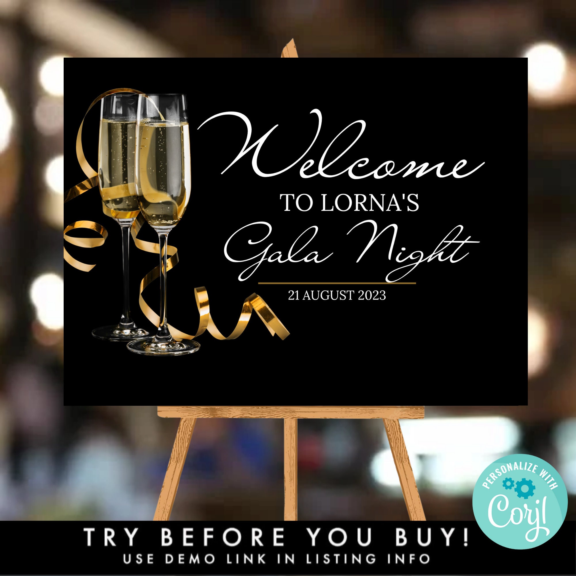 Gala Night Door Welcome Sign DIY Template, Gala Auction Fundraiser ...