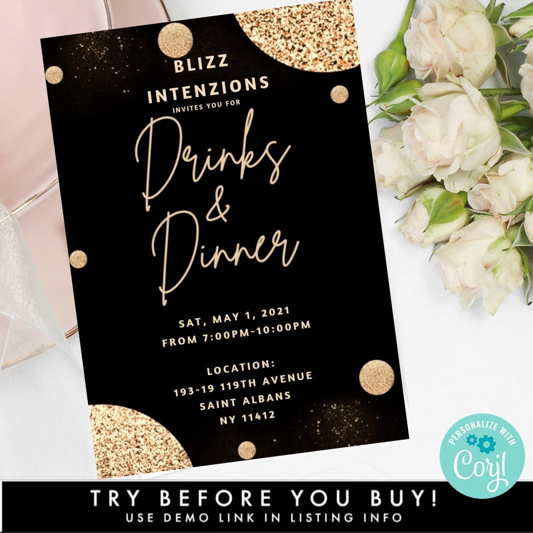 Gold Glitter Invitation for Any Event, DIY Any Occasion Digital Invite ...