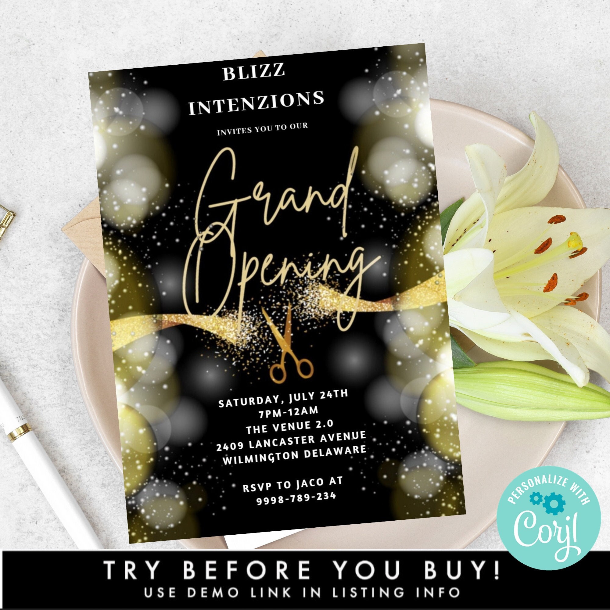 Modèle électronique d'invitation à la soirée de lancement de l'inauguration, sans papier et ...