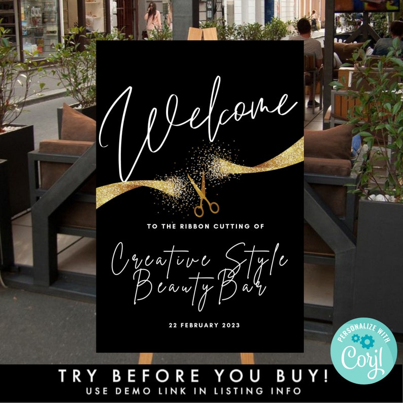 Grand Opening Welcome Sign Edit Yourself Template Printable - Etsy