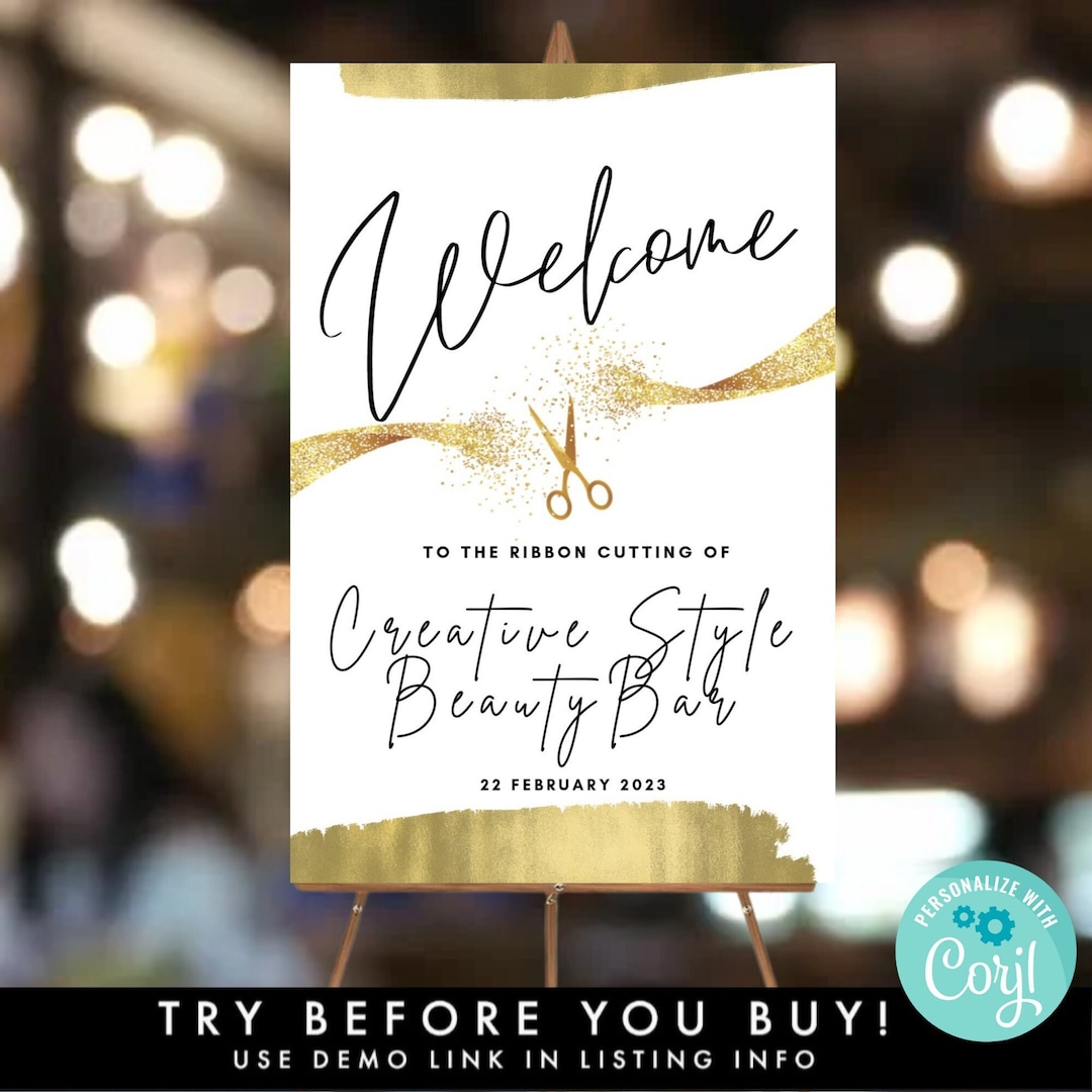 Grand Opening Welcome Sign Template, Printable Digital Download, Ribbon ...