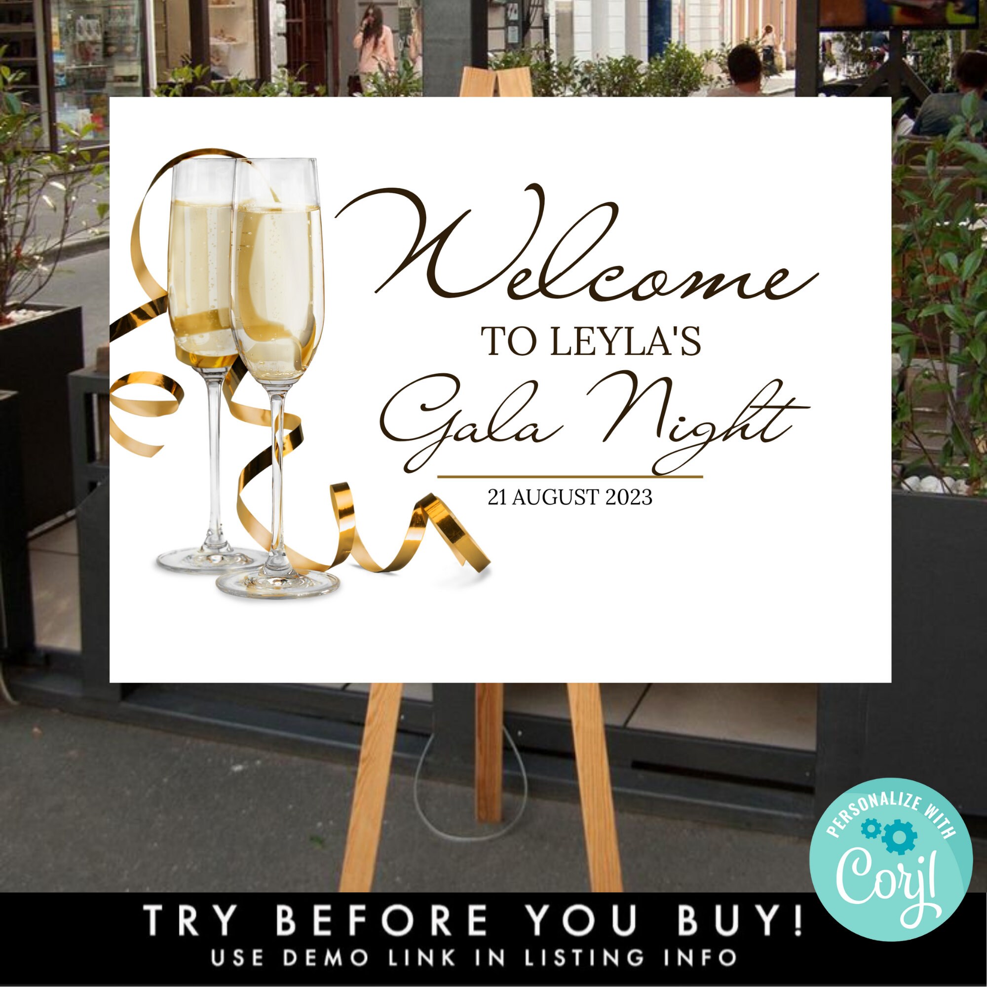 Gala Night Door Welcome Sign DIY Template, Gala Auction Fundraiser ...