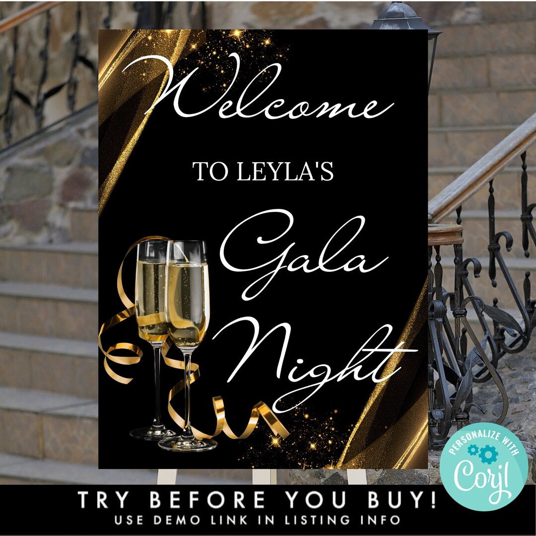 Gala Night Door Welcome Sign DIY Template, Gala Auction Fundraiser ...