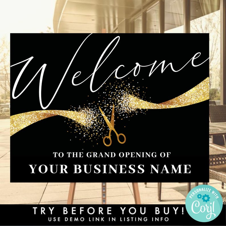 Grand Opening Welcome Sign Template, Printable Digital Download, Ribbon ...
