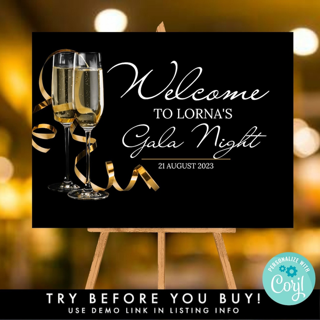 Gala Night Door Welcome Sign DIY Template, Gala Auction Fundraiser ...
