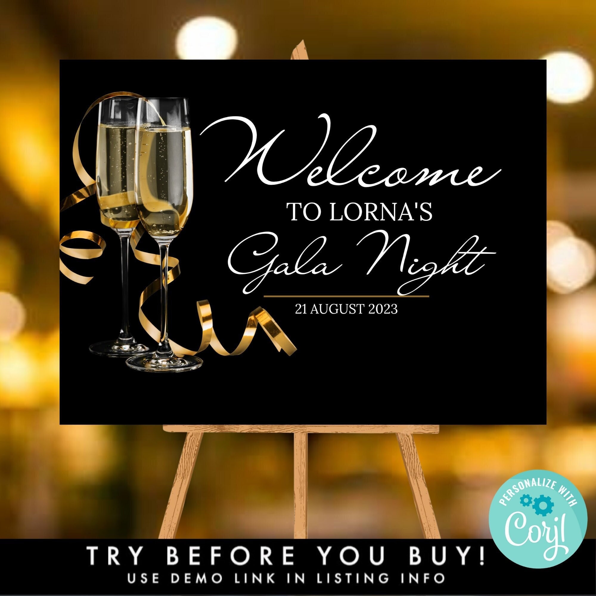 Gala Night Door Welcome Sign DIY Template, Gala Auction Fundraiser ...