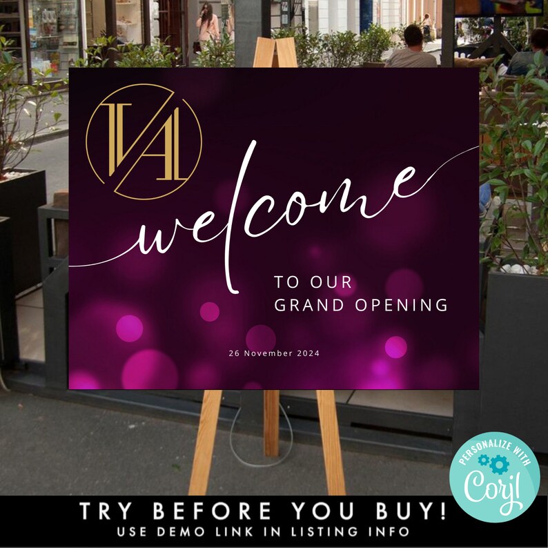 Printable Welcome Sign, Business Custom Easel Sign Editable Template ...