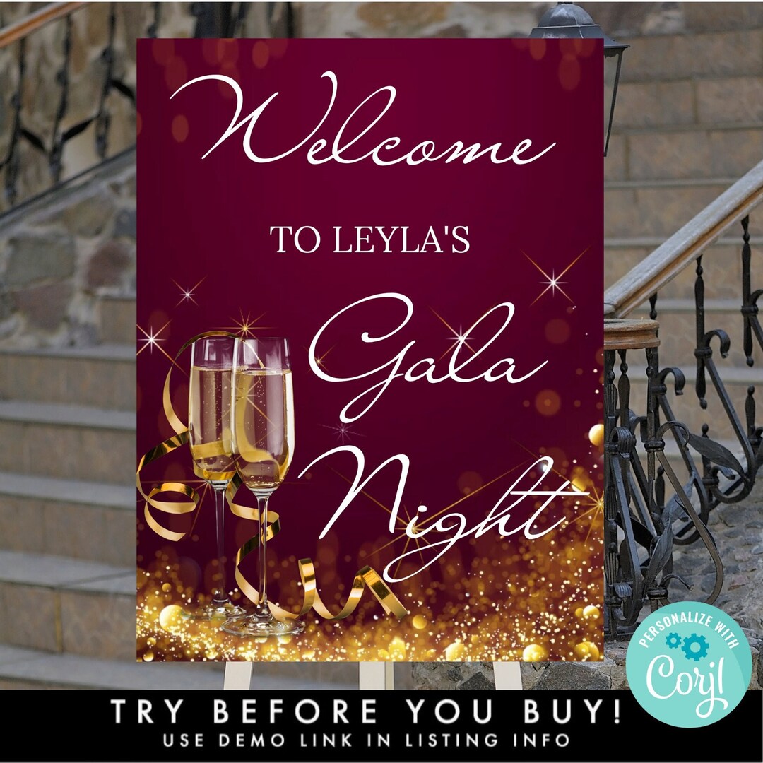 Gala Night Door Welcome Sign DIY Template, Gala Auction Fundraiser ...