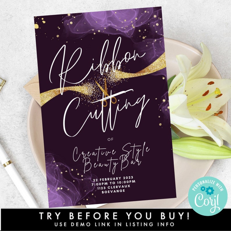 Electronic Ribbon Cutting Launch Party Invitation Template - Etsy