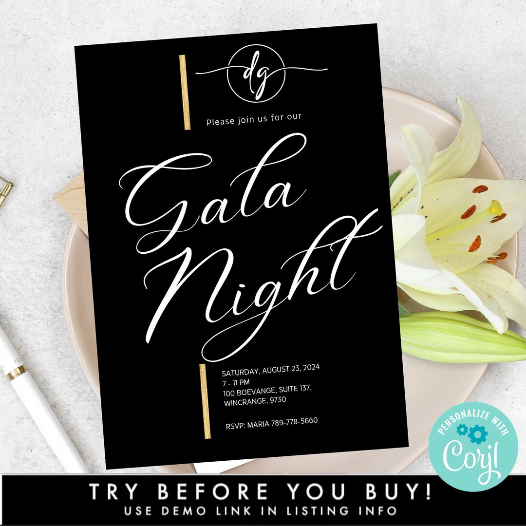 Gala Night Invitation Editable Template, Modern Award Ceremony Event ...