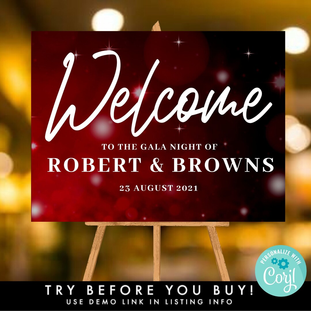 Red and Black Welcome Sign Template, Printable ANY EVENT Door Entrance ...