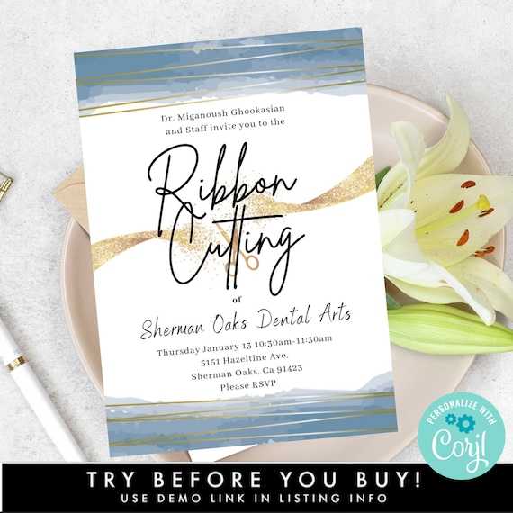 Blue Ribbon Cutting Ceremony Invitation