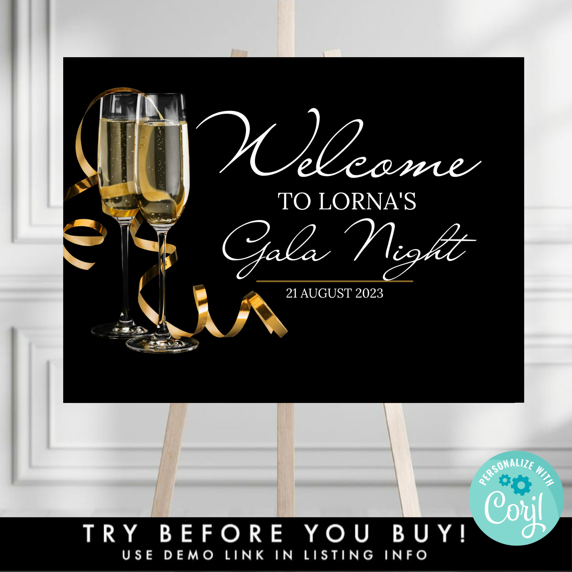 Gala Night Door Welcome Sign DIY Template, Gala Auction Fundraiser ...