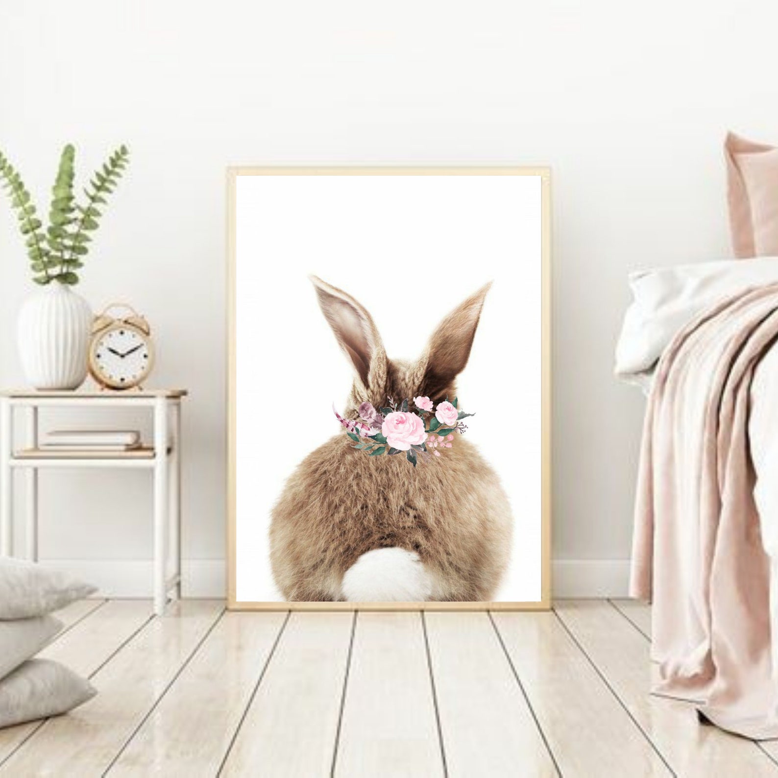 Bunny Rabbit Print Set of 2, Animal Prints, Nursery Wall Art, Digital ...