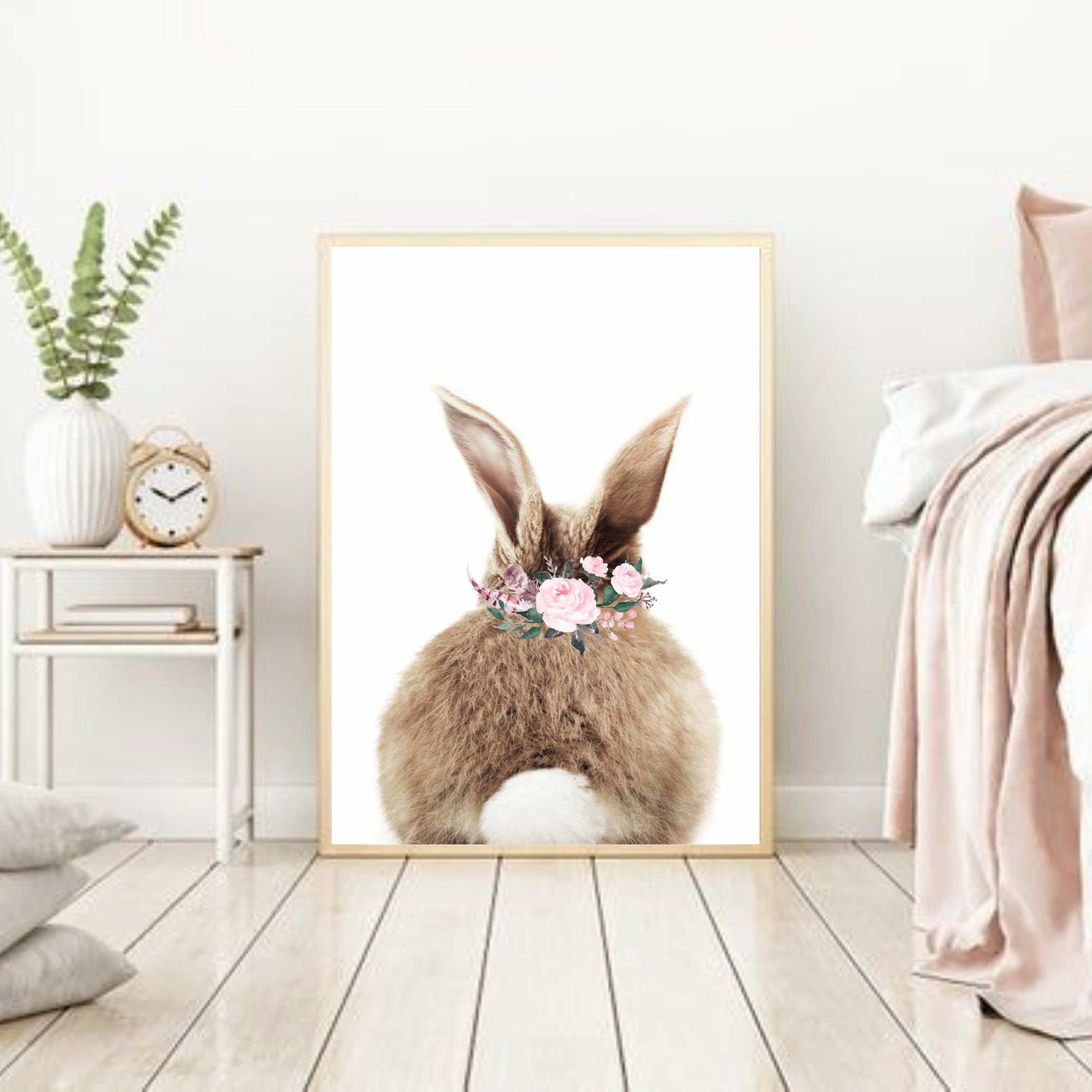 Bunny Rabbit Print Set of 2, Animal Prints, Nursery Wall Art, Digital ...
