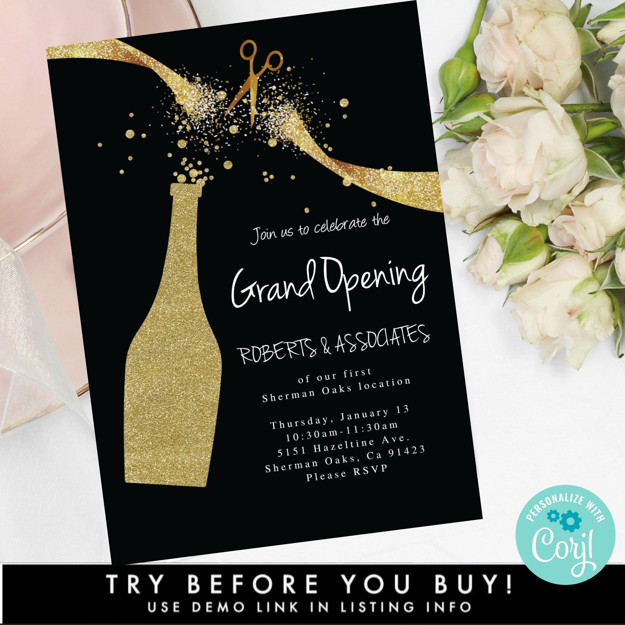 Electronic Ribbon Cutting Launch Party Invitation Template, Social ...