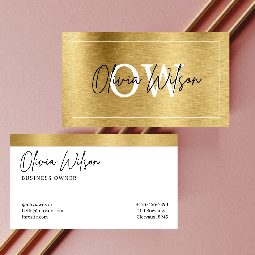 Gold Premade Custom Business Card, Corporate Calling Card, Professional ...