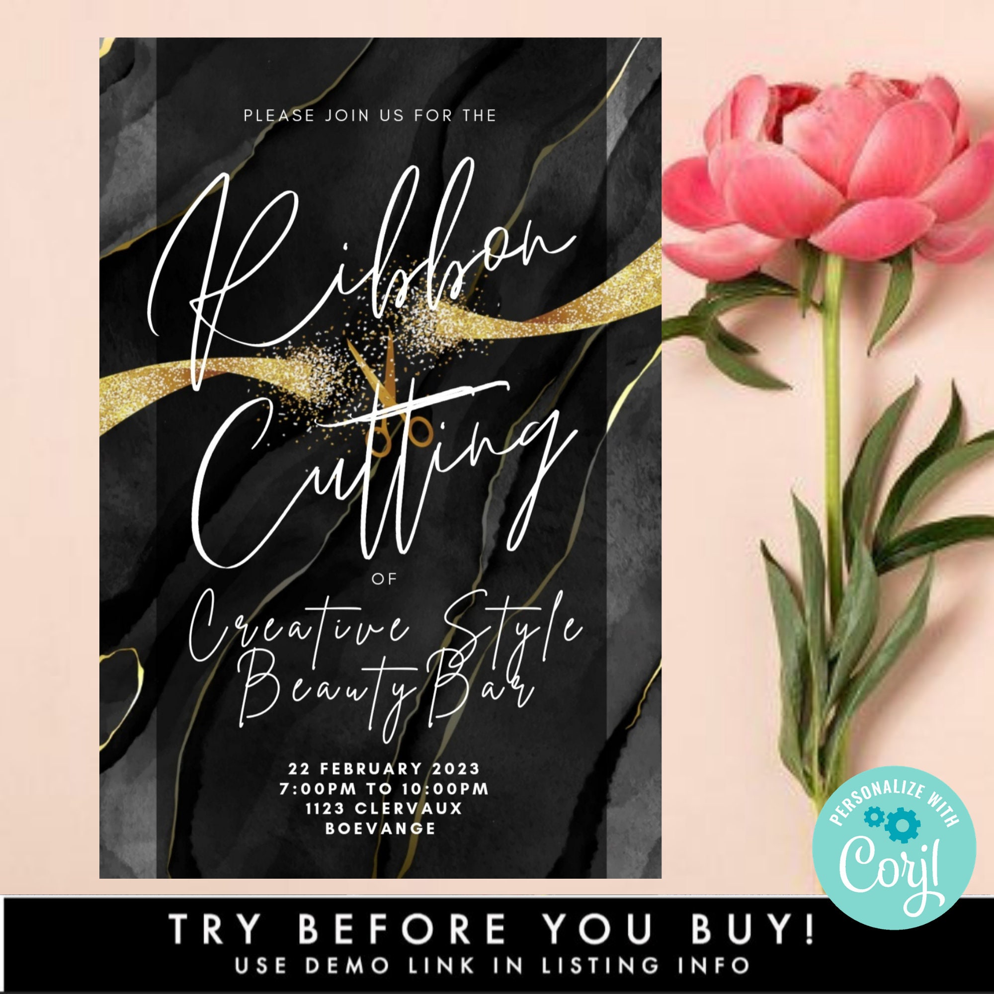 Electronic Ribbon Cutting Launch Party Invitation Template, Digital ...