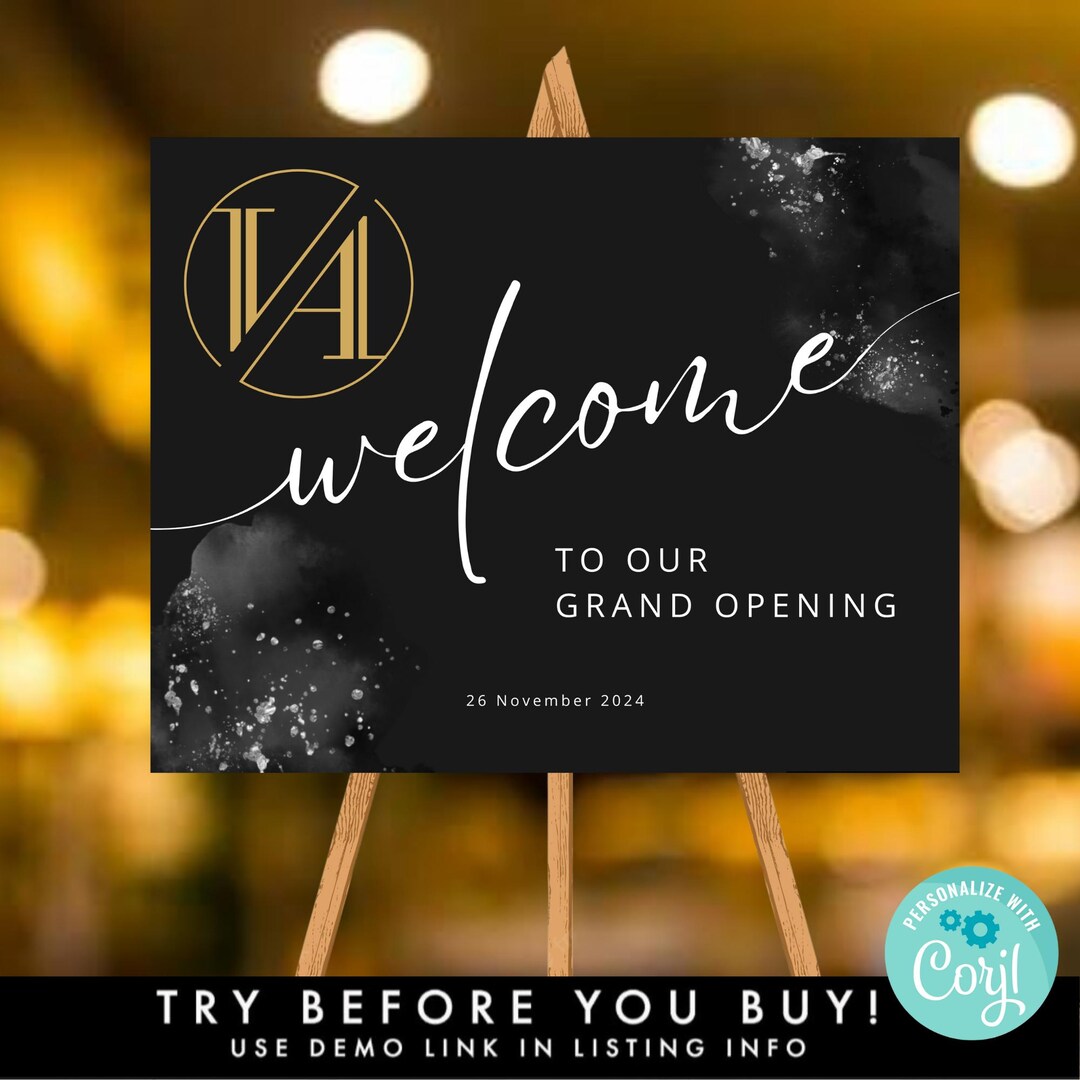 Grand Opening Welcome Sign, Edit Yourself Template, Digital Download ...
