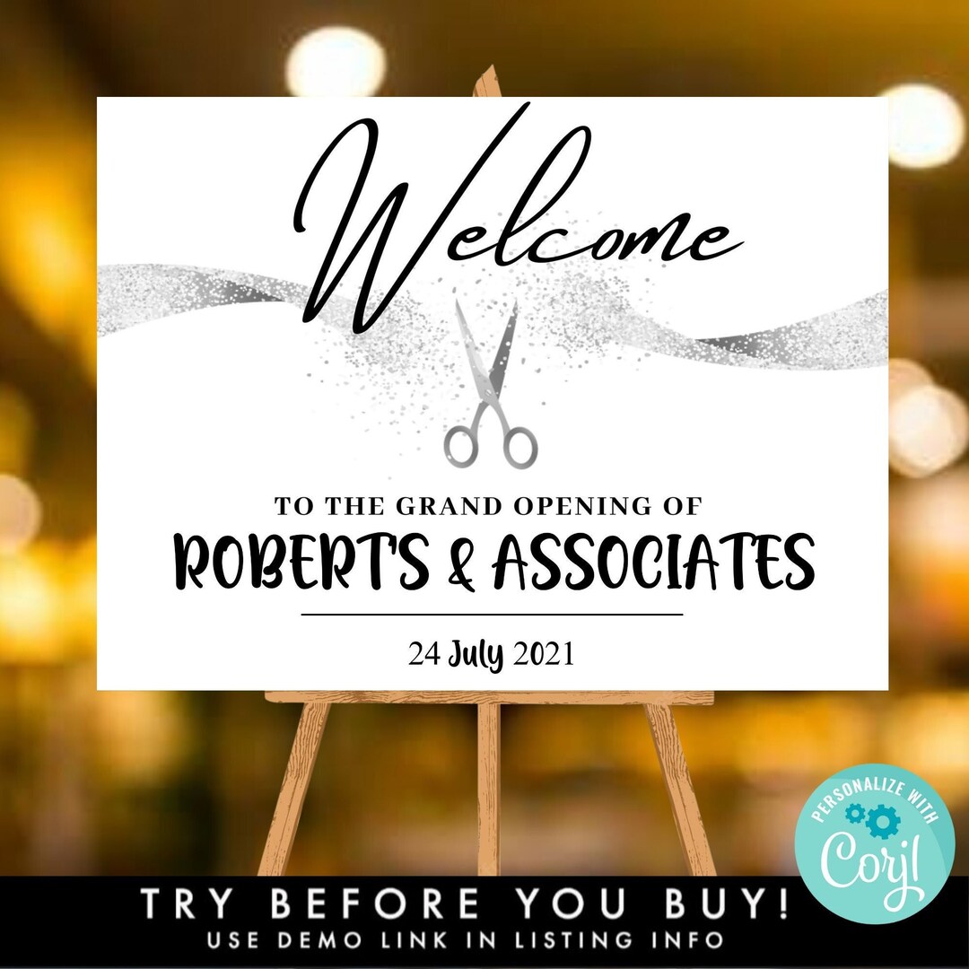 Grand Opening Welcome Sign Template, Printable Digital Download, Ribbon ...