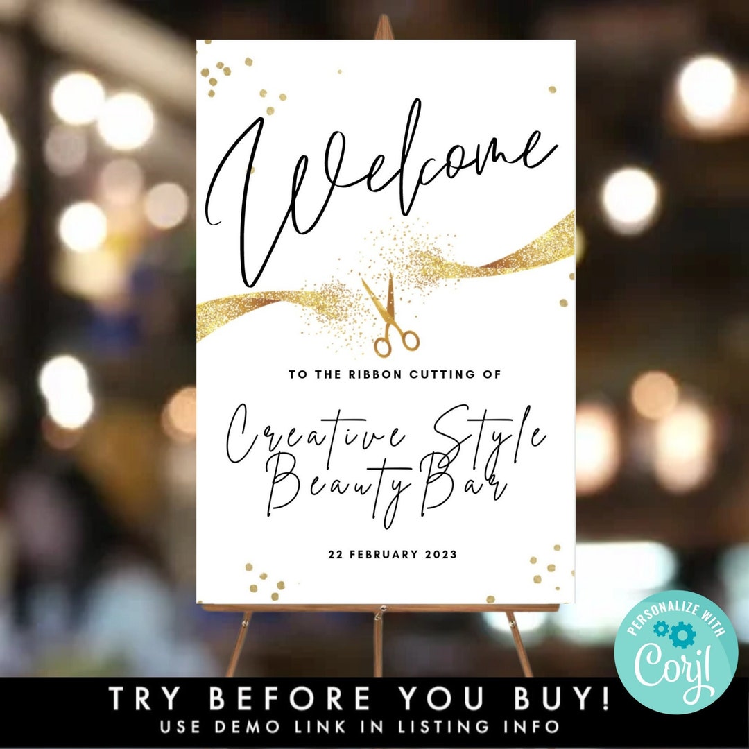 Open House Welcome Sign Template, Editable Ribbon Cutting Ceremony ...