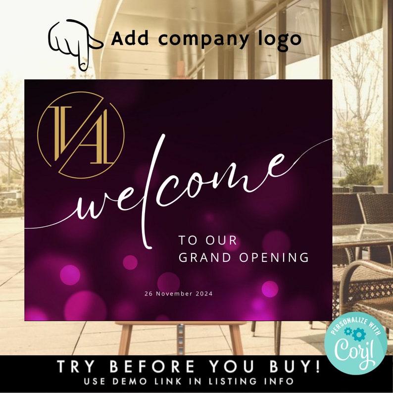 Printable Welcome Sign, Business Custom Easel Sign Editable Template ...