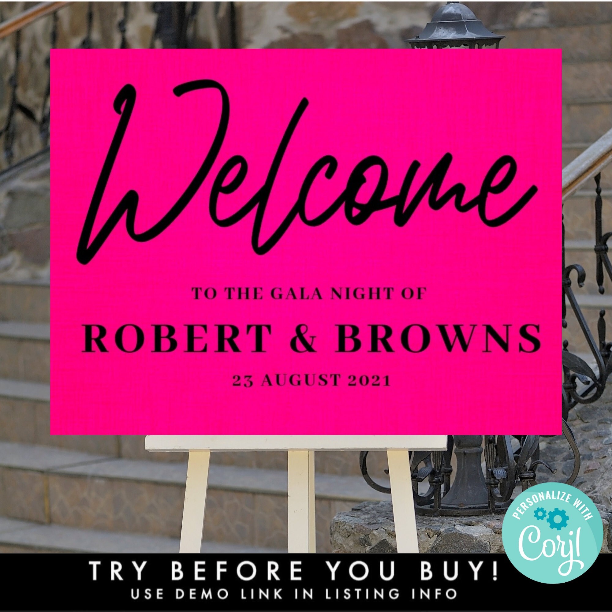 Hot Pink Welcome Sign Template, Printable ANY EVENT Door Entrance ...