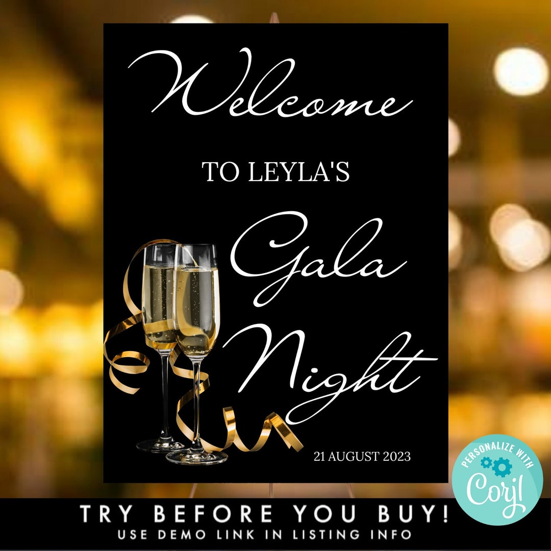 Gala Night Door Welcome Sign DIY Template, Gala Auction Fundraiser ...