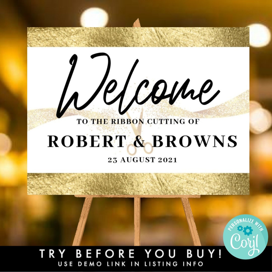 Grand Opening Welcome Sign Template 24x18" & 36x24", White and Foil ...