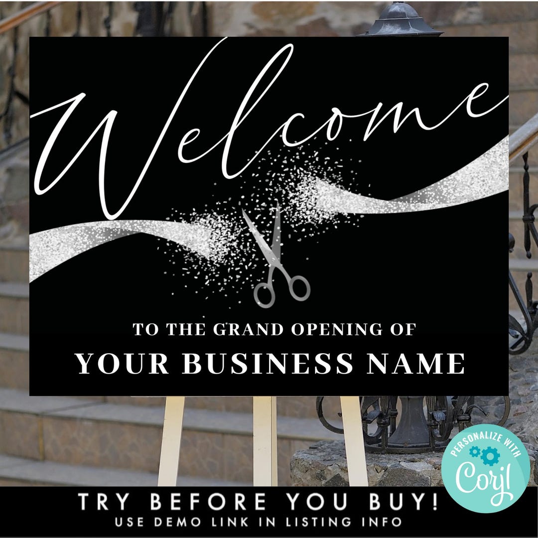 Grand Opening Welcome Sign Template, Printable Digital Download, Ribbon ...