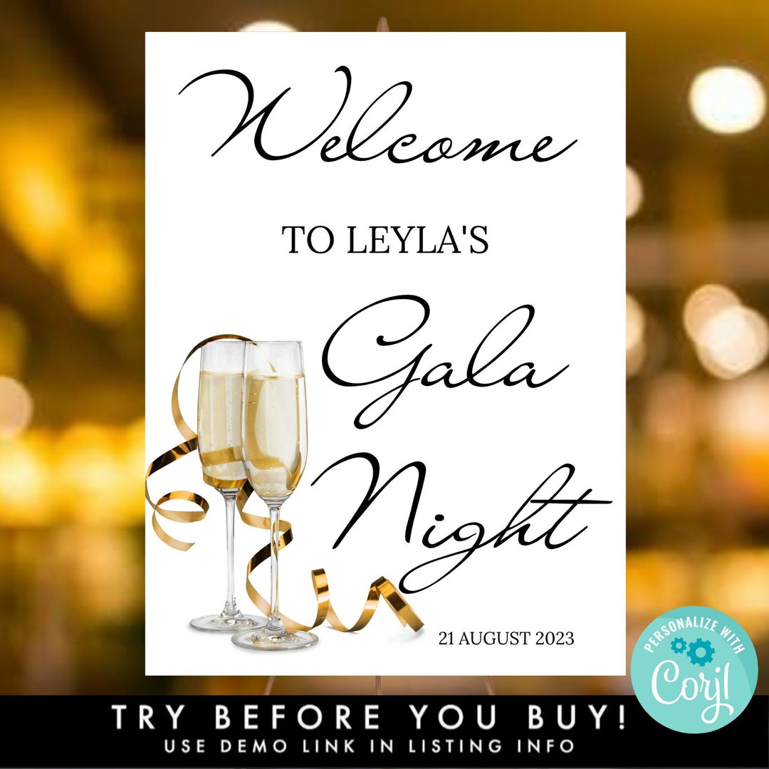 Gala Night Door Welcome Sign DIY Template, Gala Auction Fundraiser ...