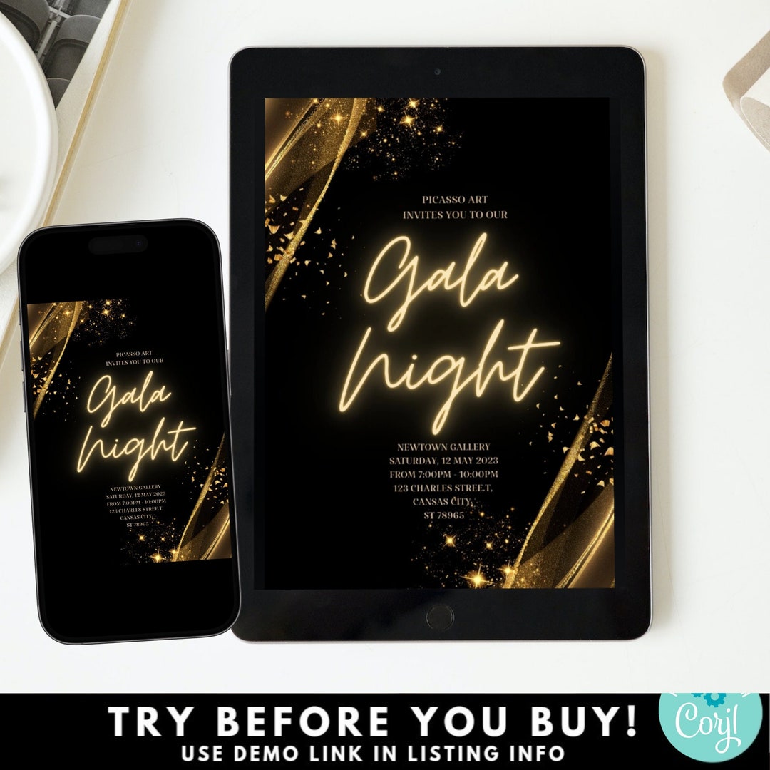 Gala Night Invitation Editable Template, Modern Award Ceremony Event ...