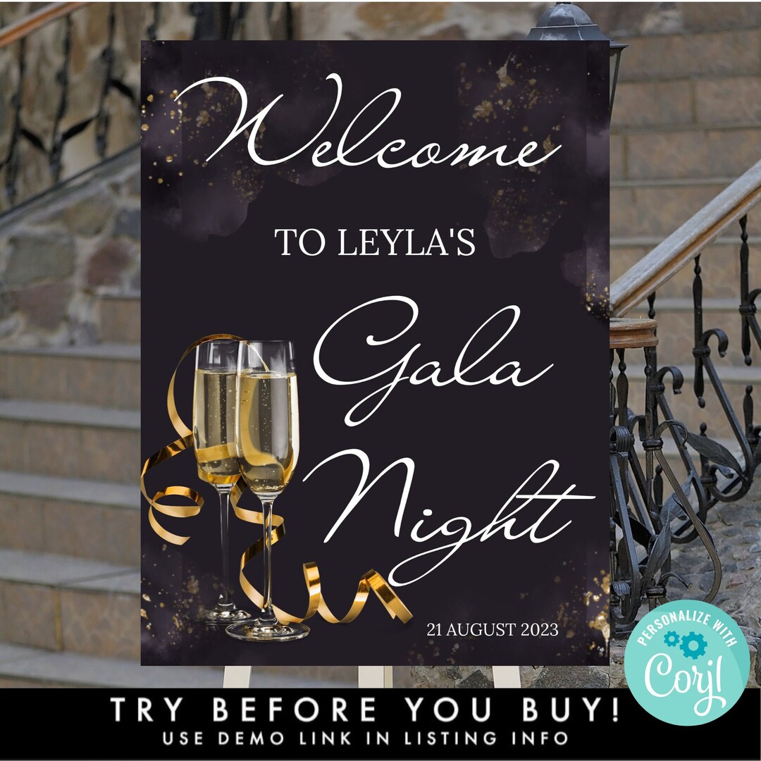 Gala Night Door Welcome Sign DIY Template, Gala Auction Fundraiser ...