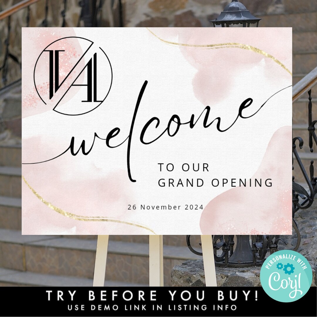 Printable Welcome Sign, Business Custom Easel Sign Editable Template ...