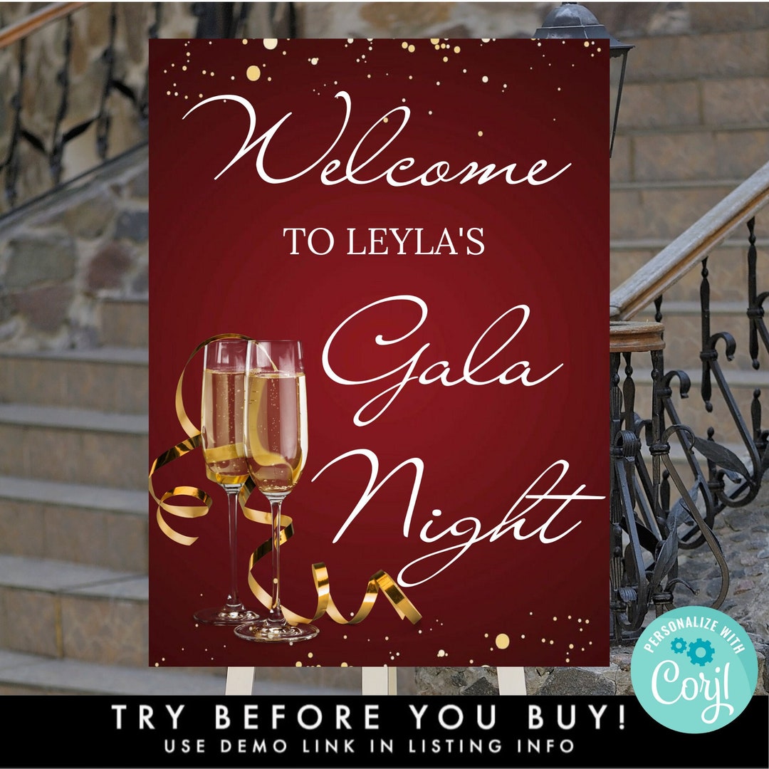 Gala Night Door Welcome Sign DIY Template, Gala Auction Fundraiser ...