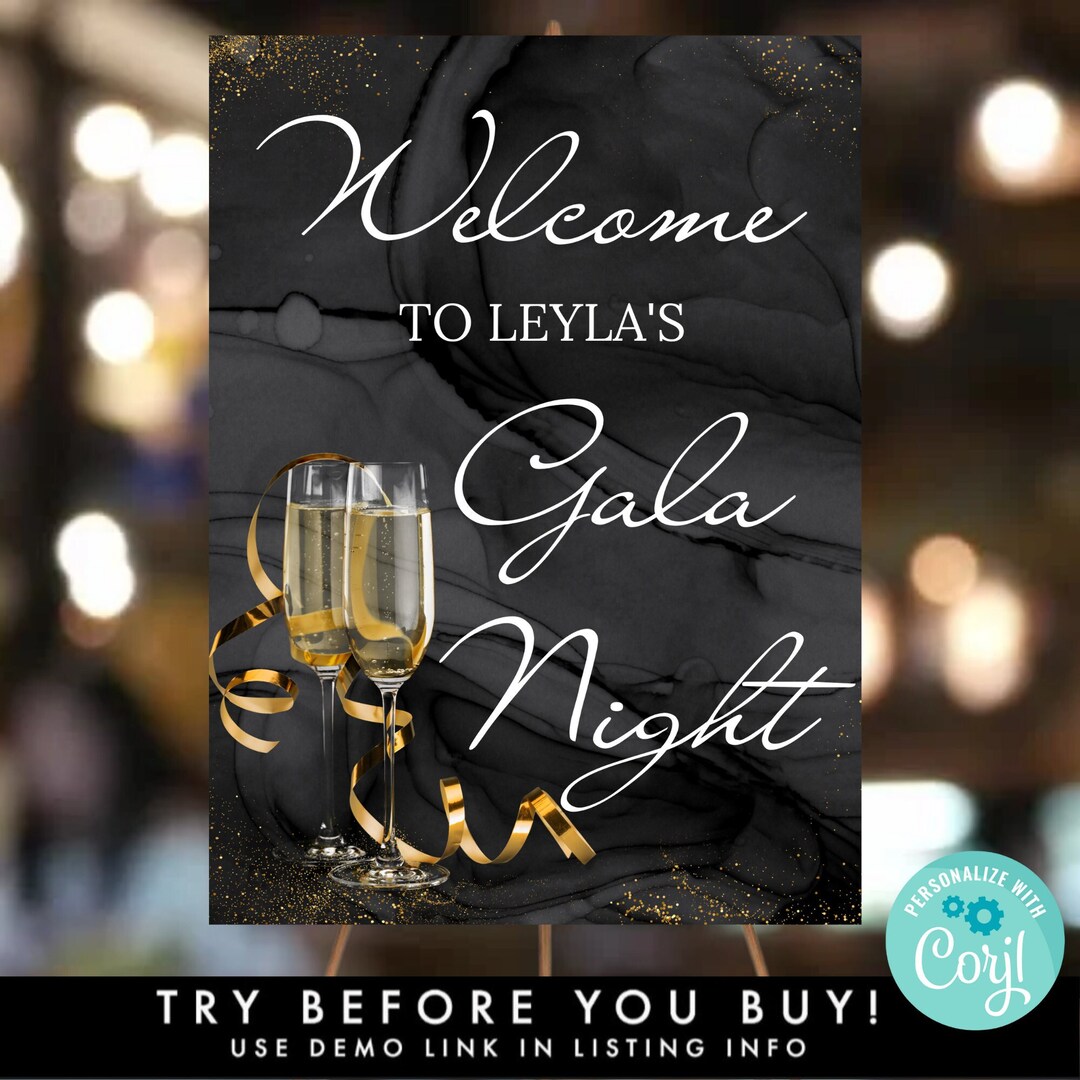 Gala Night Door Welcome Sign DIY Template, Gala Auction Fundraiser ...