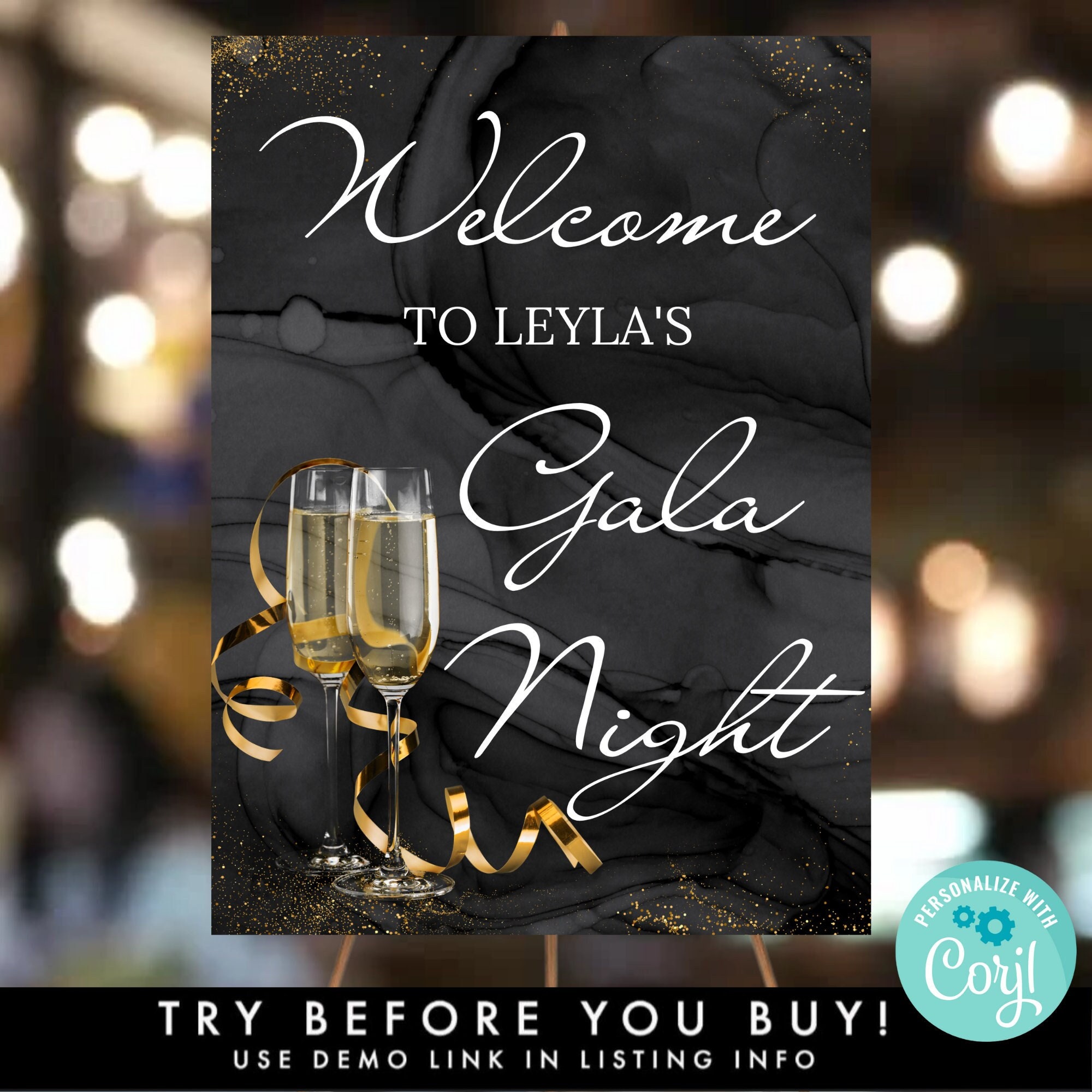 Gala Night Door Welcome Sign DIY Template, Gala Auction Fundraiser ...